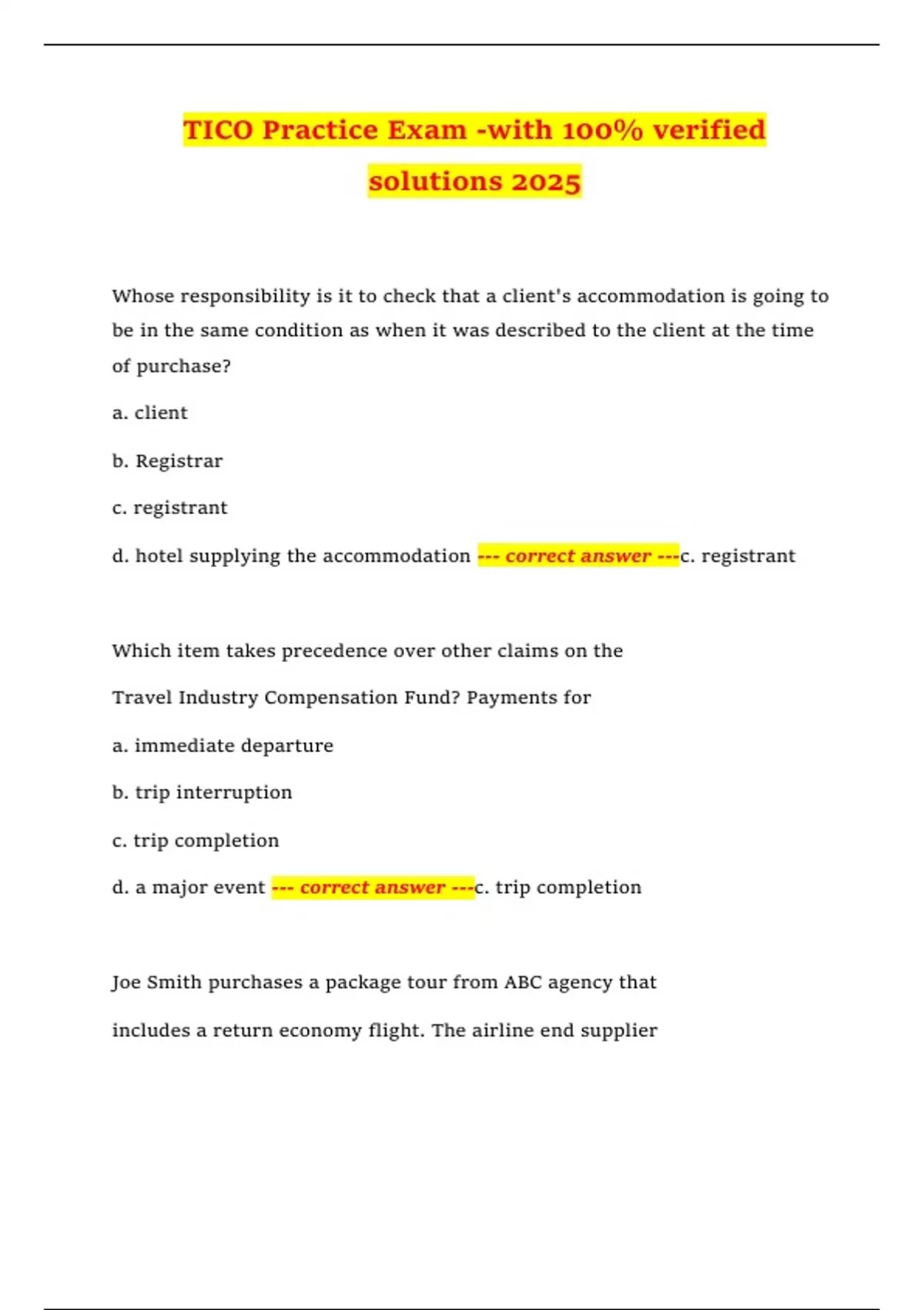 TICO Practice Exam -with 100- verified solutions 2025 - Tico - Stuvia US