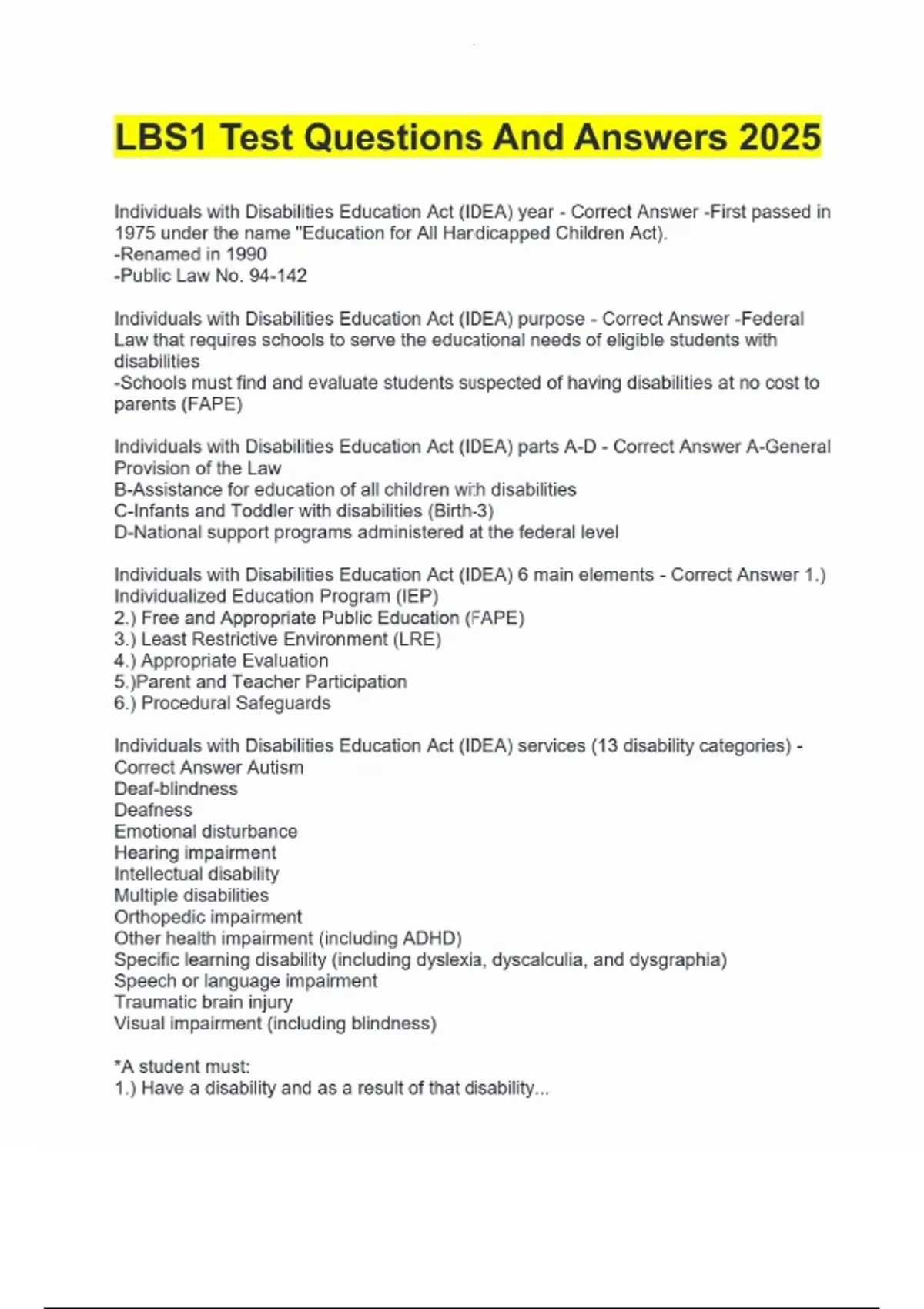 LBS1 Test Questions And Answers 2025 - LBS1 - Stuvia US