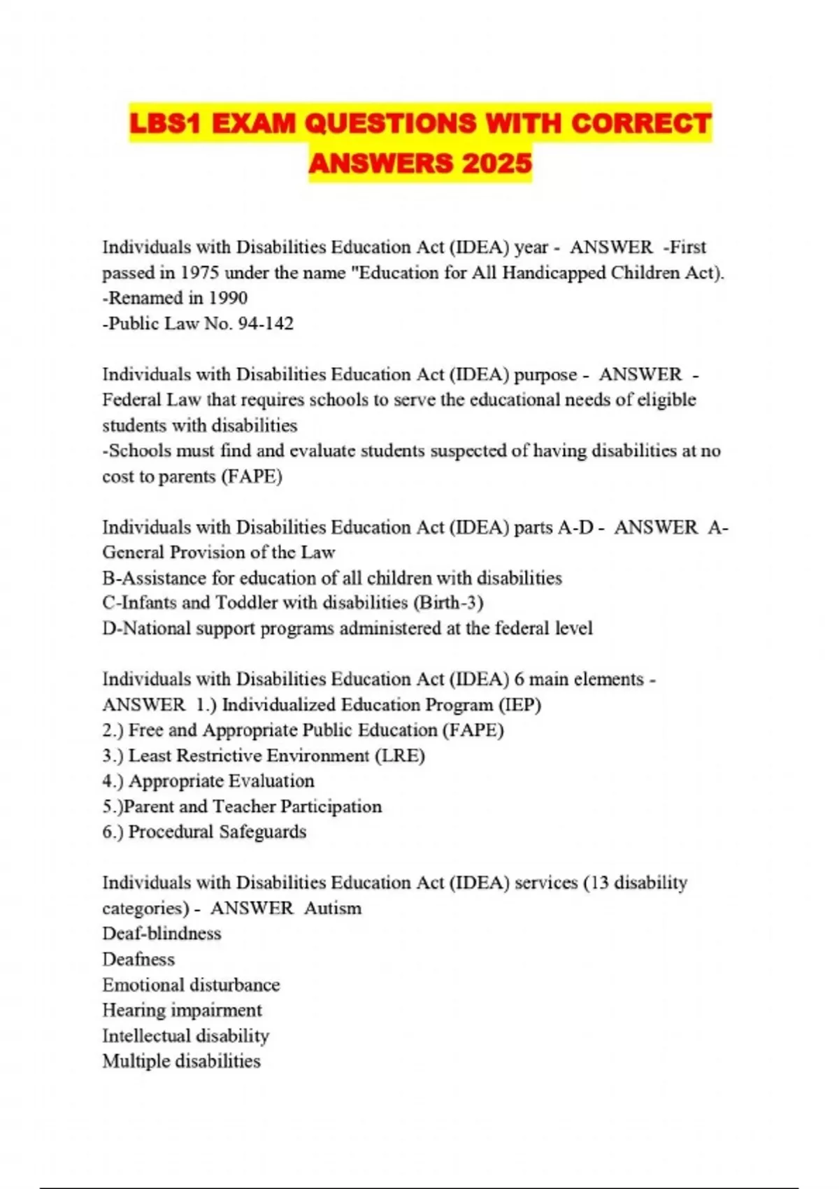 LBS1 EXAM QUESTIONS WITH CORRECT ANSWERS 2025 - LBS1 - Stuvia US