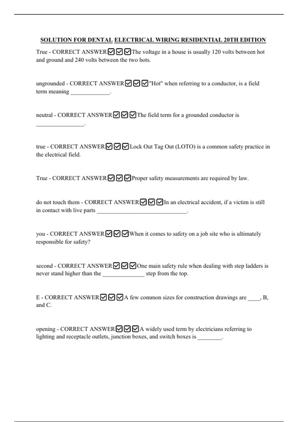 SOLUTION FOR DENTAL ELECTRICAL WIRING RESIDENTIAL 20TH EDITION ...