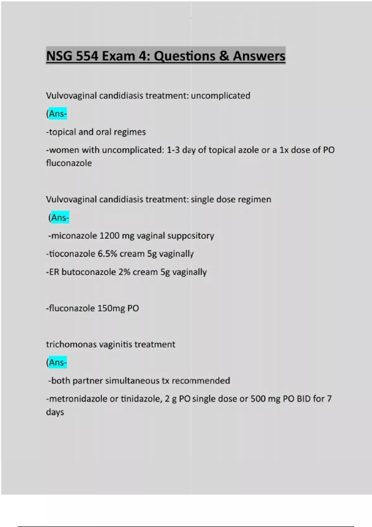 Exam 4)NSG 554 Exam 4: Questions & Answers: Latest Updated Solution ...