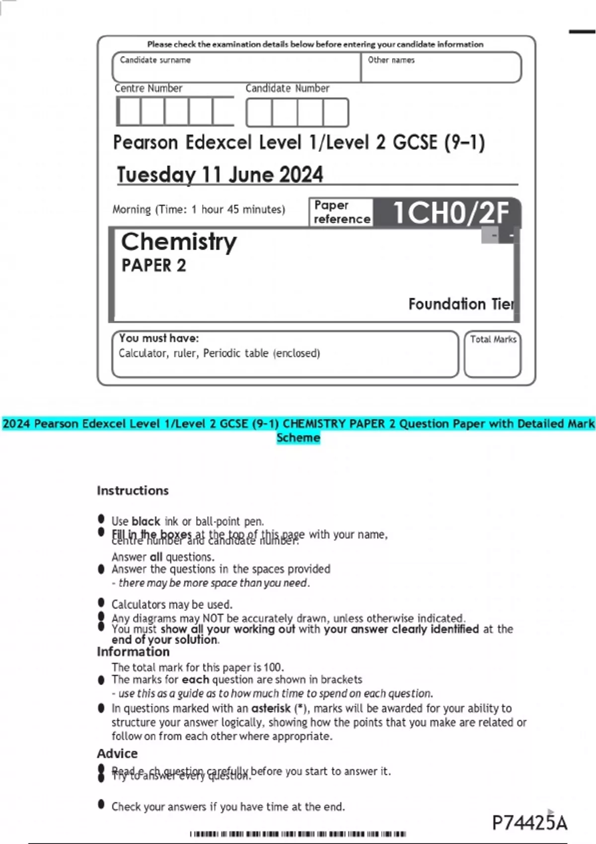 2024 Ocr Gcse 9 1 Combined Science A Gateway Science J250 05 Physics Foundation Tier
