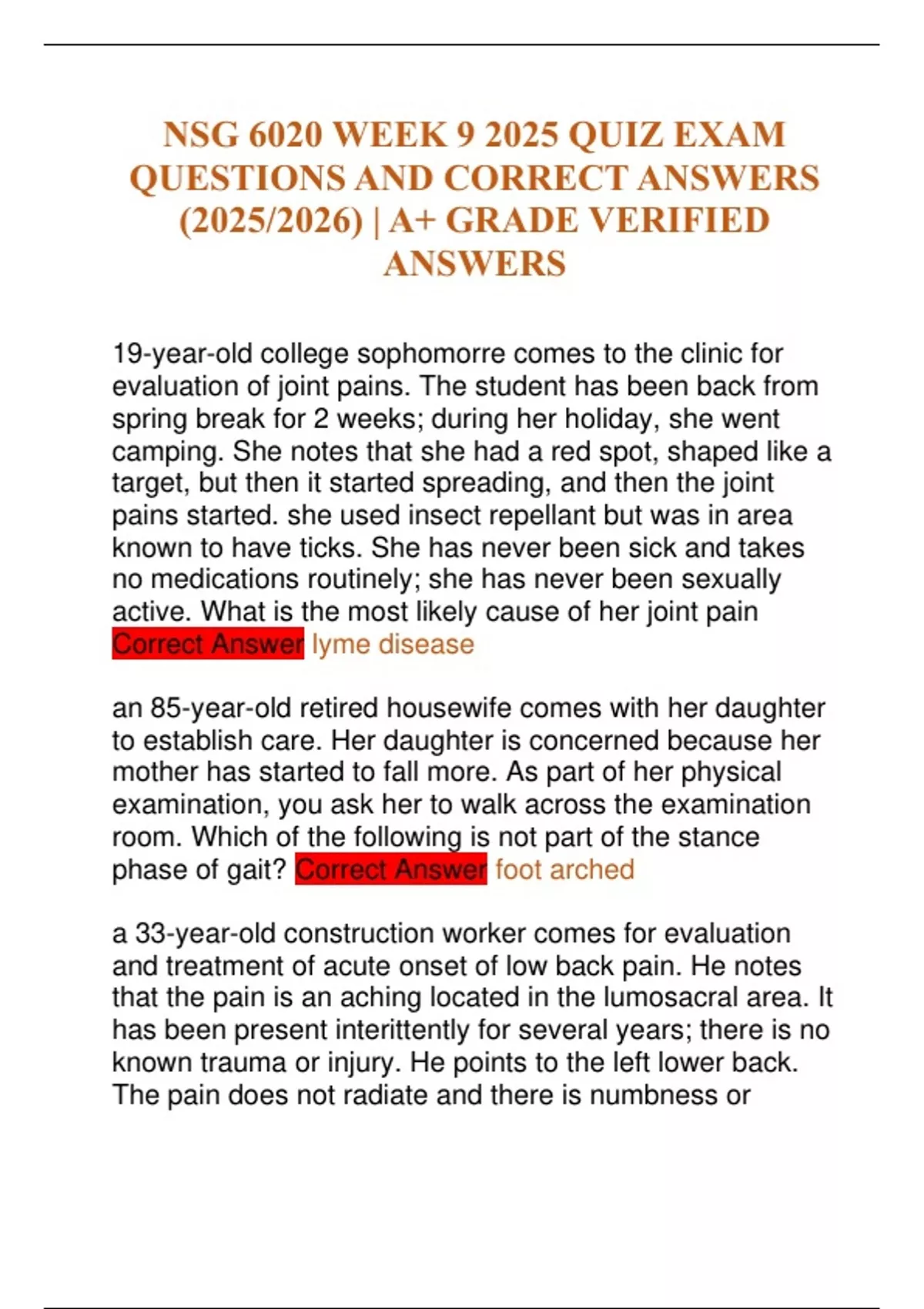 NSG 6020 WEEK 9 2025 QUIZ EXAM QUESTIONS AND CORRECT ANSWERS (2025/2026) | A+ GRADE VERIFIED ...