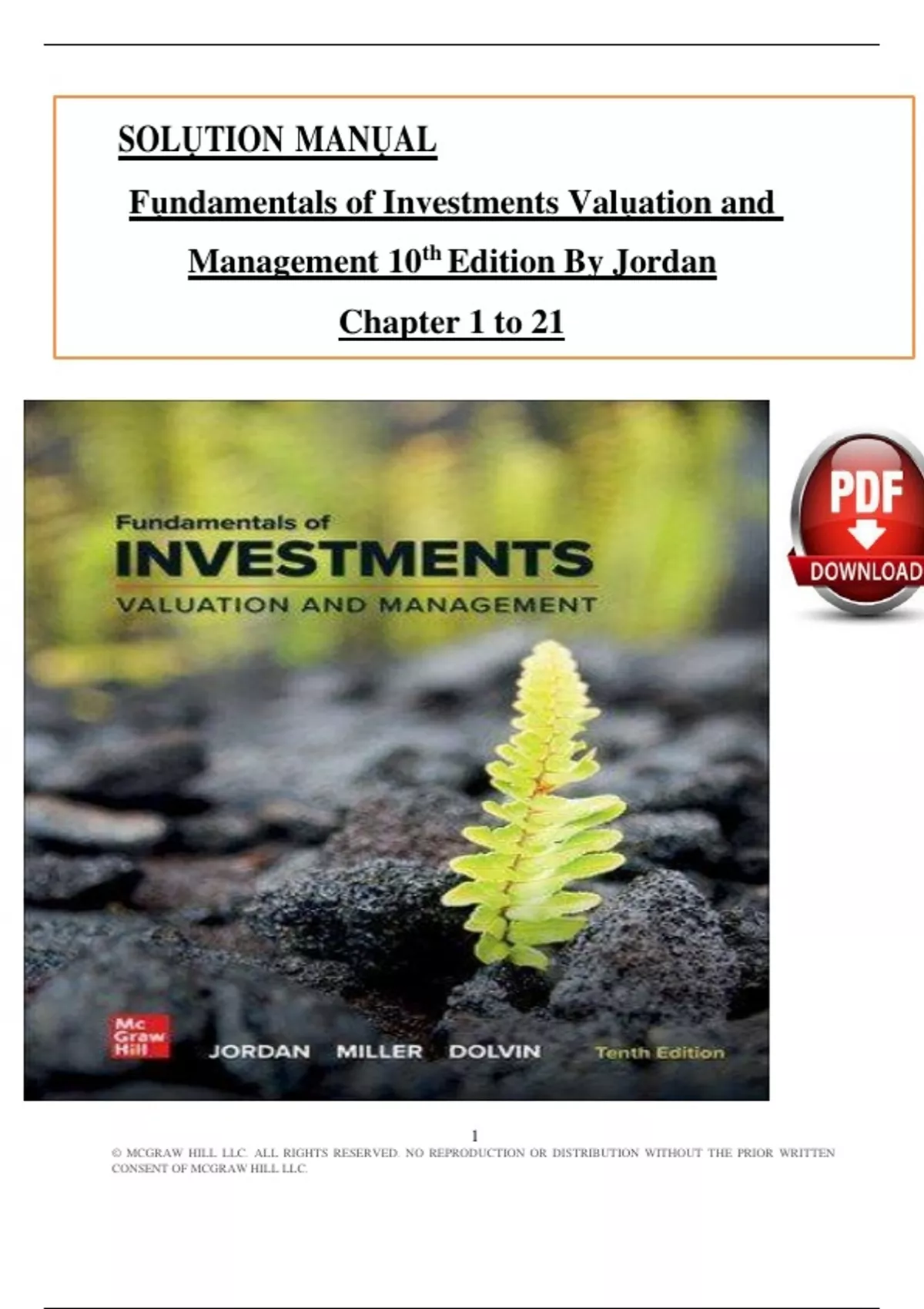 Solution Manual - Fundamentals of Investments: Valuation and Management ...