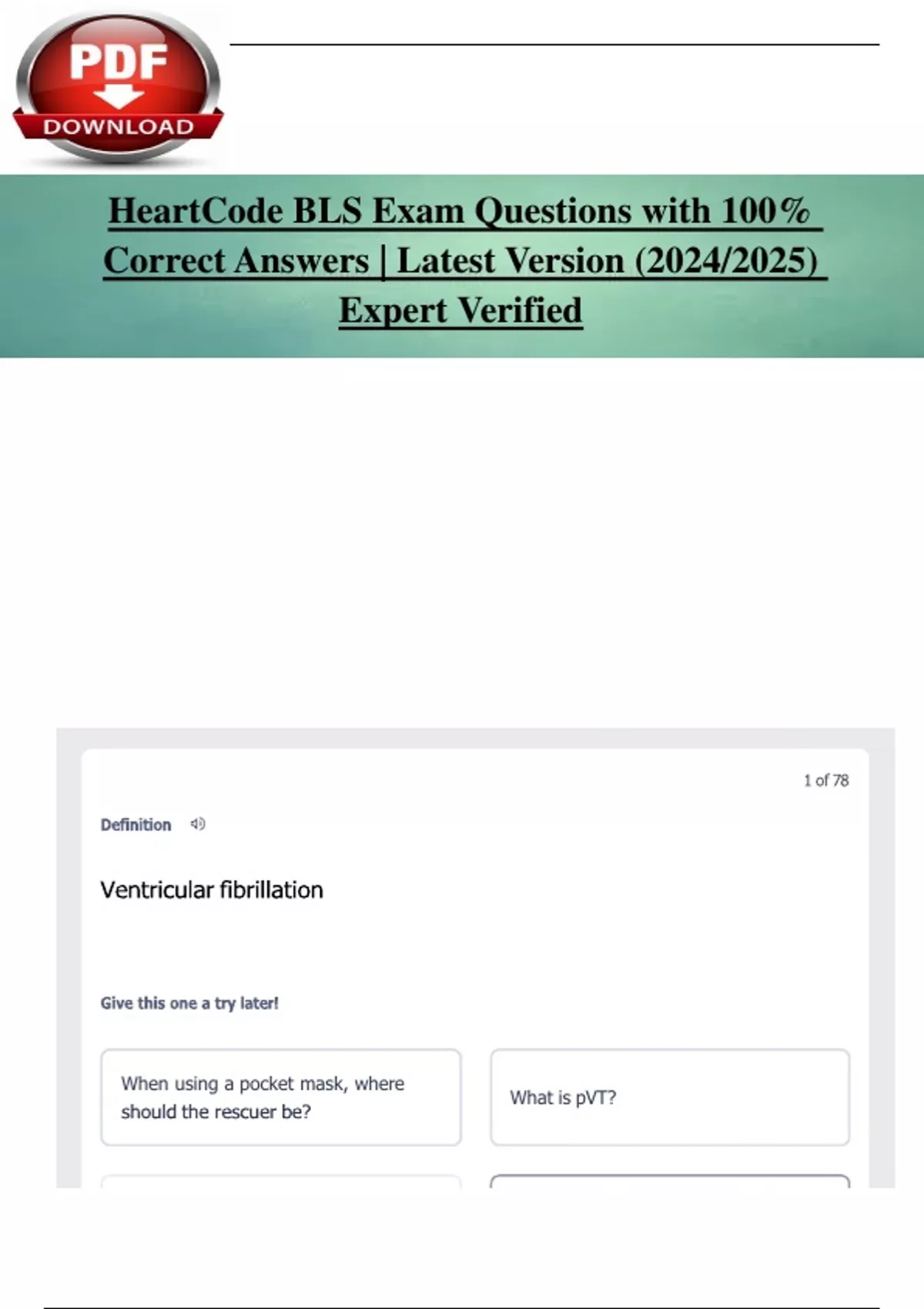 HeartCode BLS Exam Questions with 100% Correct Answers | Latest Version ...