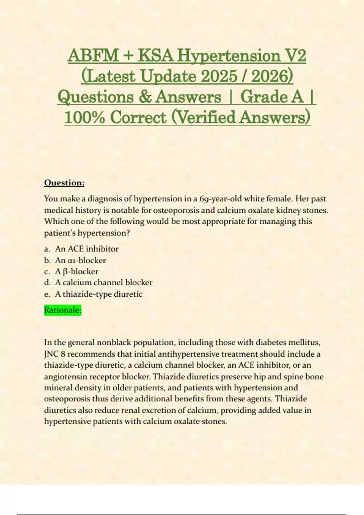 ABFM + KSA Hypertension V2 (Latest Update 2025 / 2026) Questions ...