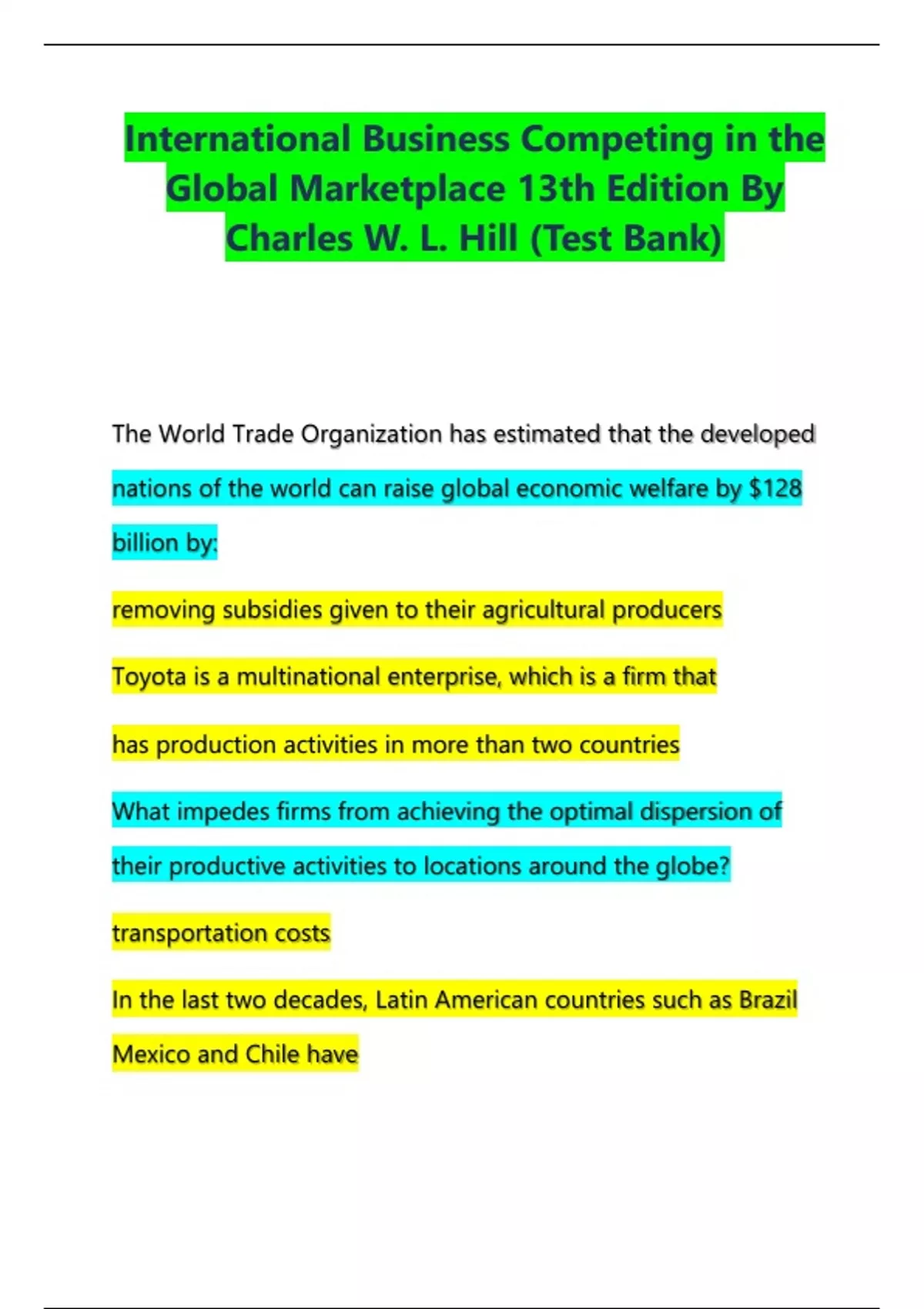 International Business Competing in the Global Marketplace 13th Edition ...