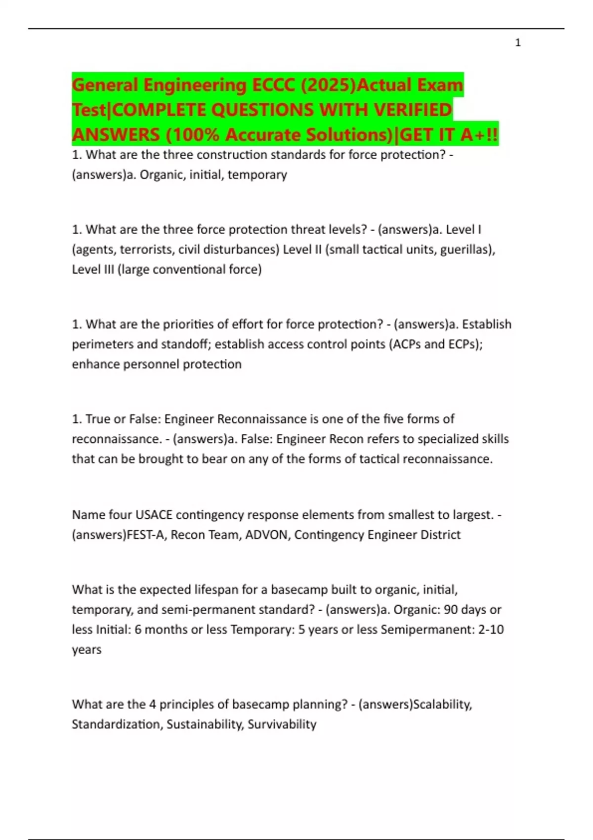 General Engineering ECCC (2025)Actual Exam Test|COMPLETE QUESTIONS WITH ...