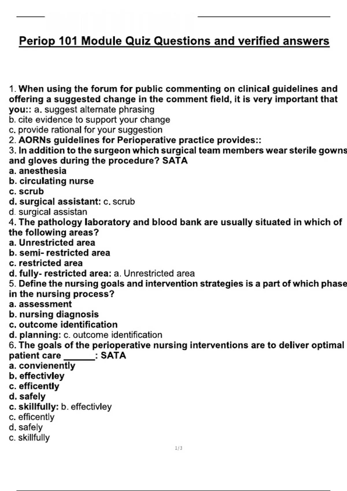 Periop 101 Module Quiz Questions and verified answers - Periop 101 ...