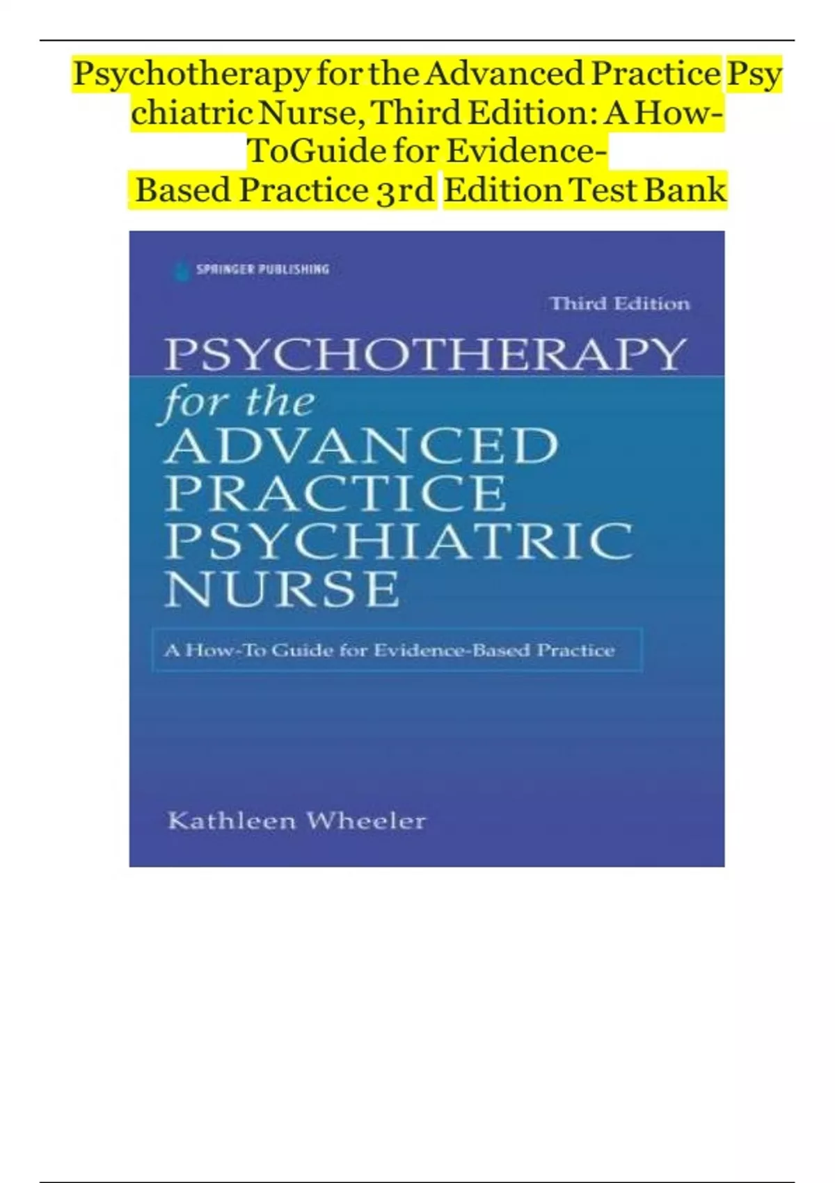Test Bank for Psychotherapy for the Advanced Practice Psychiatric Nurse ...