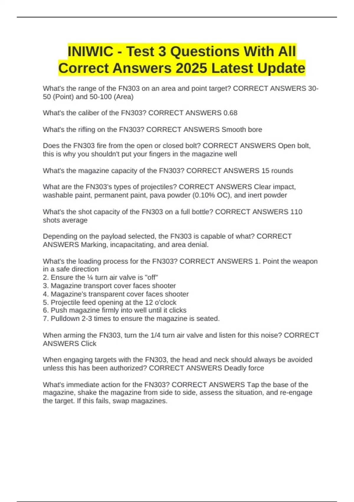 INIWIC - Test 3 Questions With All Correct Answers 2025 Latest Update ...