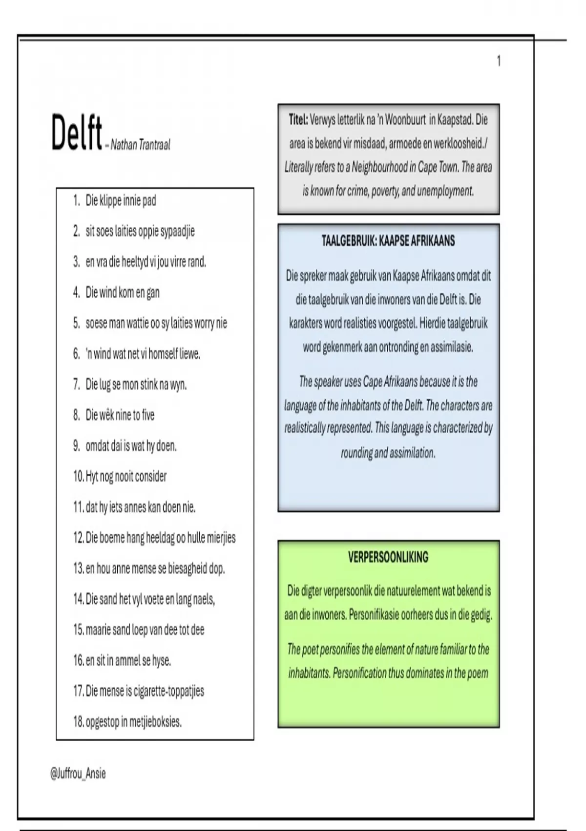 GR 10 Afrikaans EAT gedigte x 6, DBE Verskuns soos opgesom deur ...