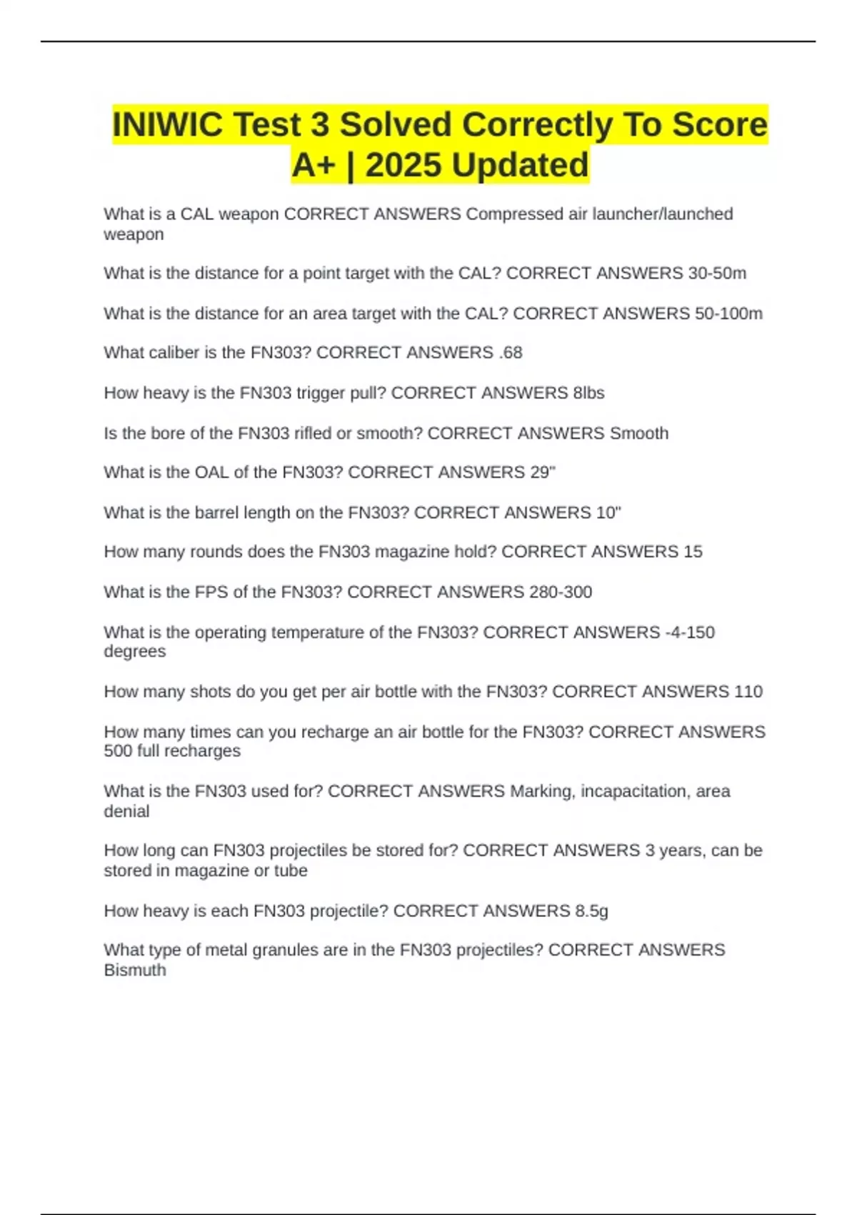INIWIC Test 3 Solved Correctly To Score A+ | 2025 Updated - INIWIC ...