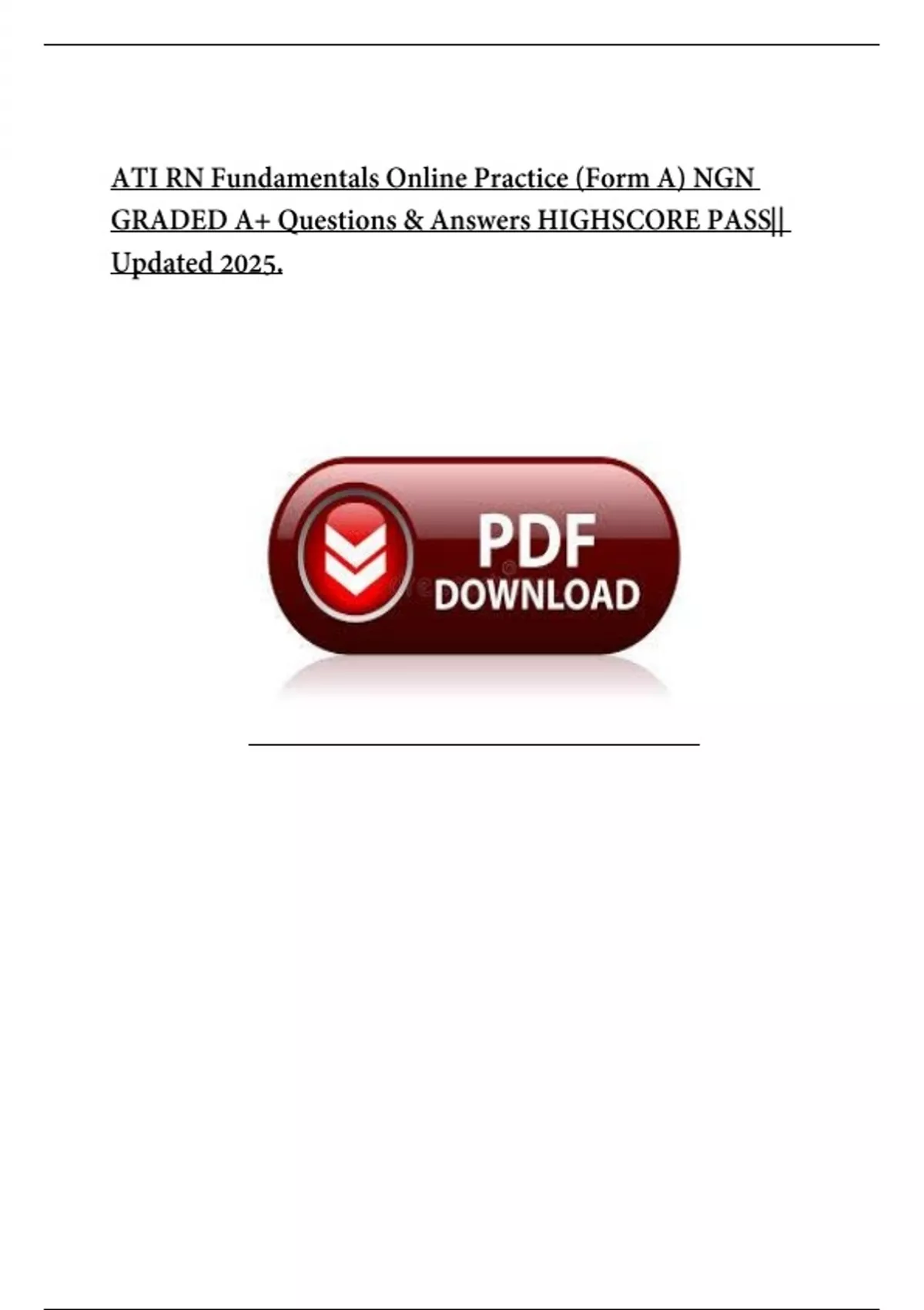 ATI RN Fundamentals Online Practice (Form A) NGN GRADED A+ Questions ...