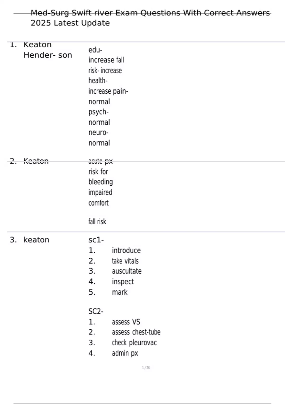 Med-Surg Swift river Exam Questions With Correct Answers 2025 Latest ...