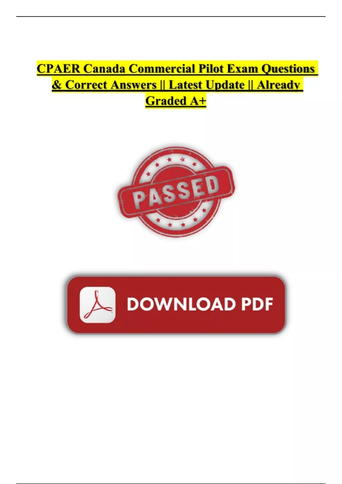 CPAER Canada Commercial Pilot Exam Questions & Correct Answers ...