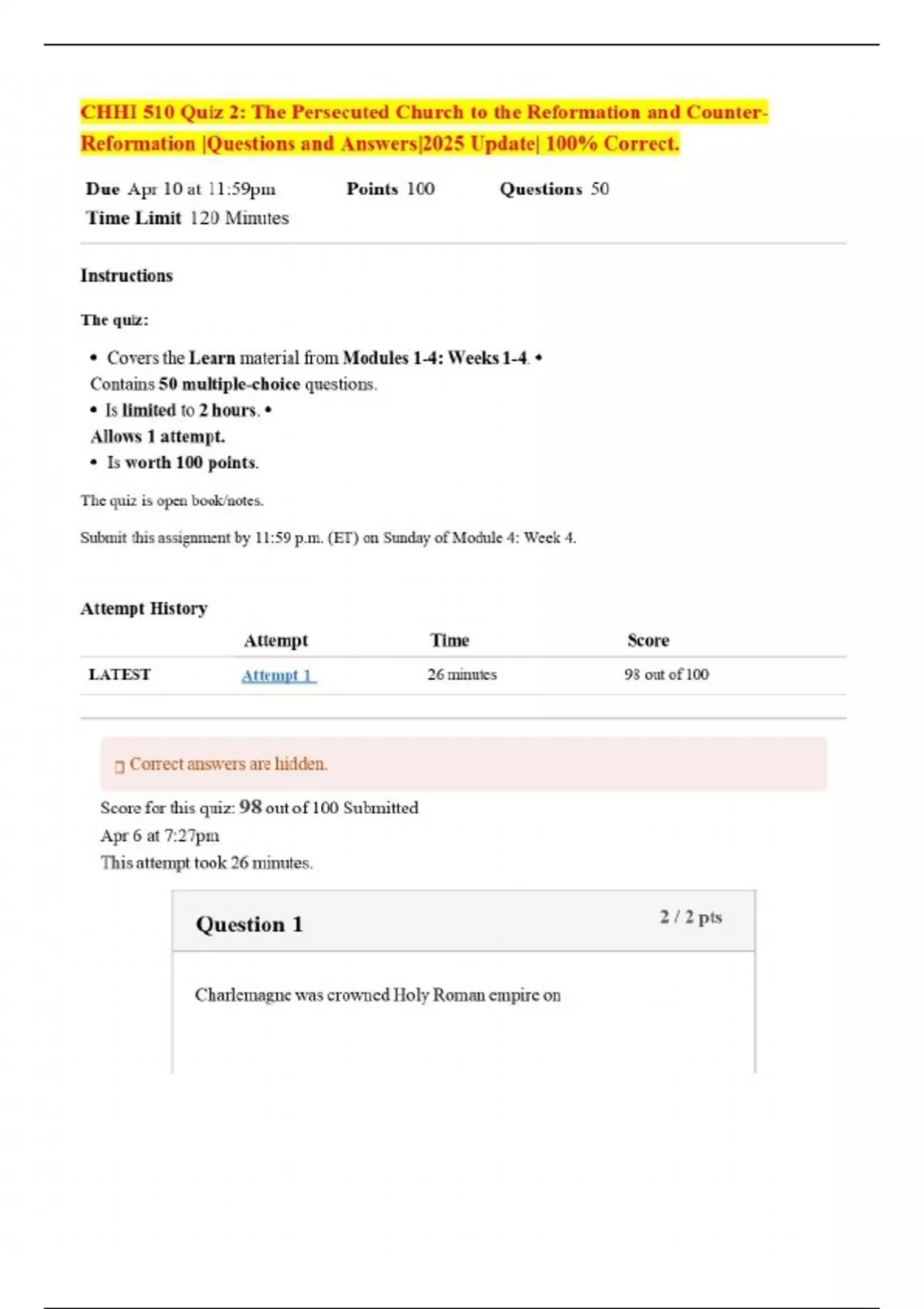 CHHI 510 Quiz 2: The Persecuted Church to the Reformation and Counter ...