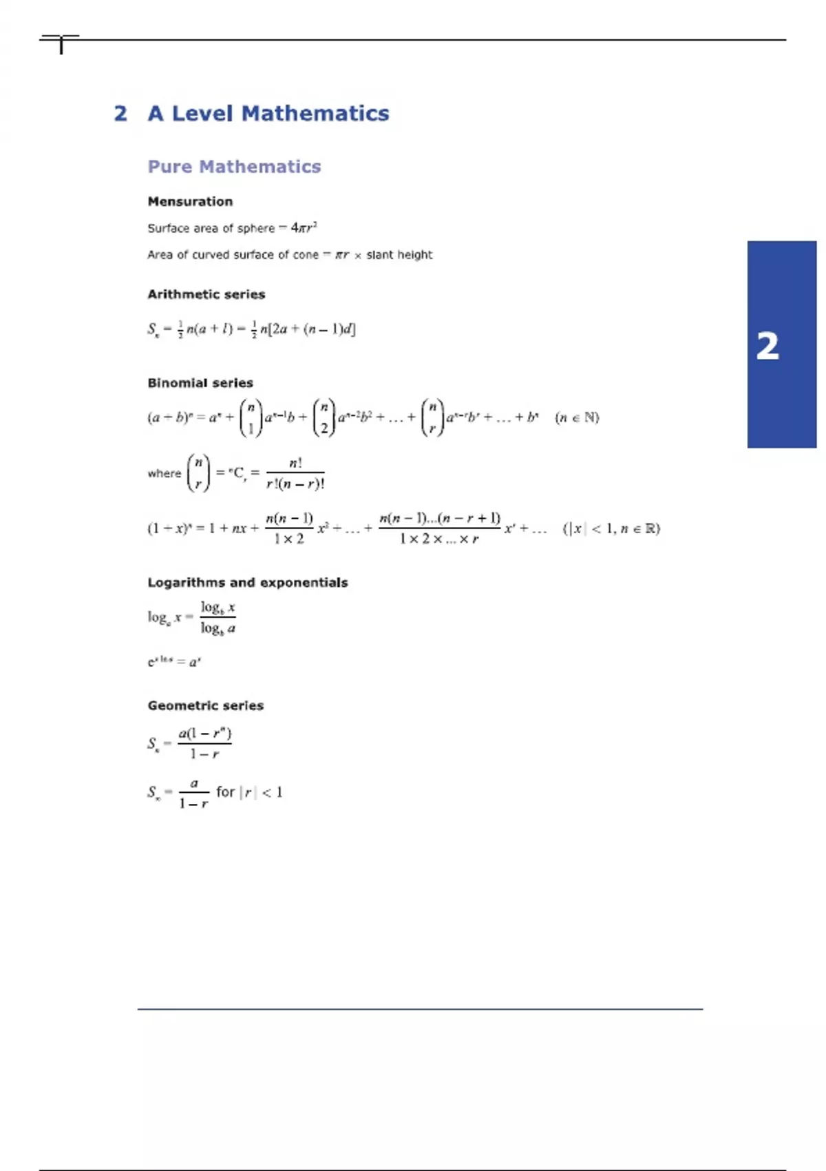 2024 Pearson Edexcel A Level GCE in Mathematics Formulae Book. - 2024 ...