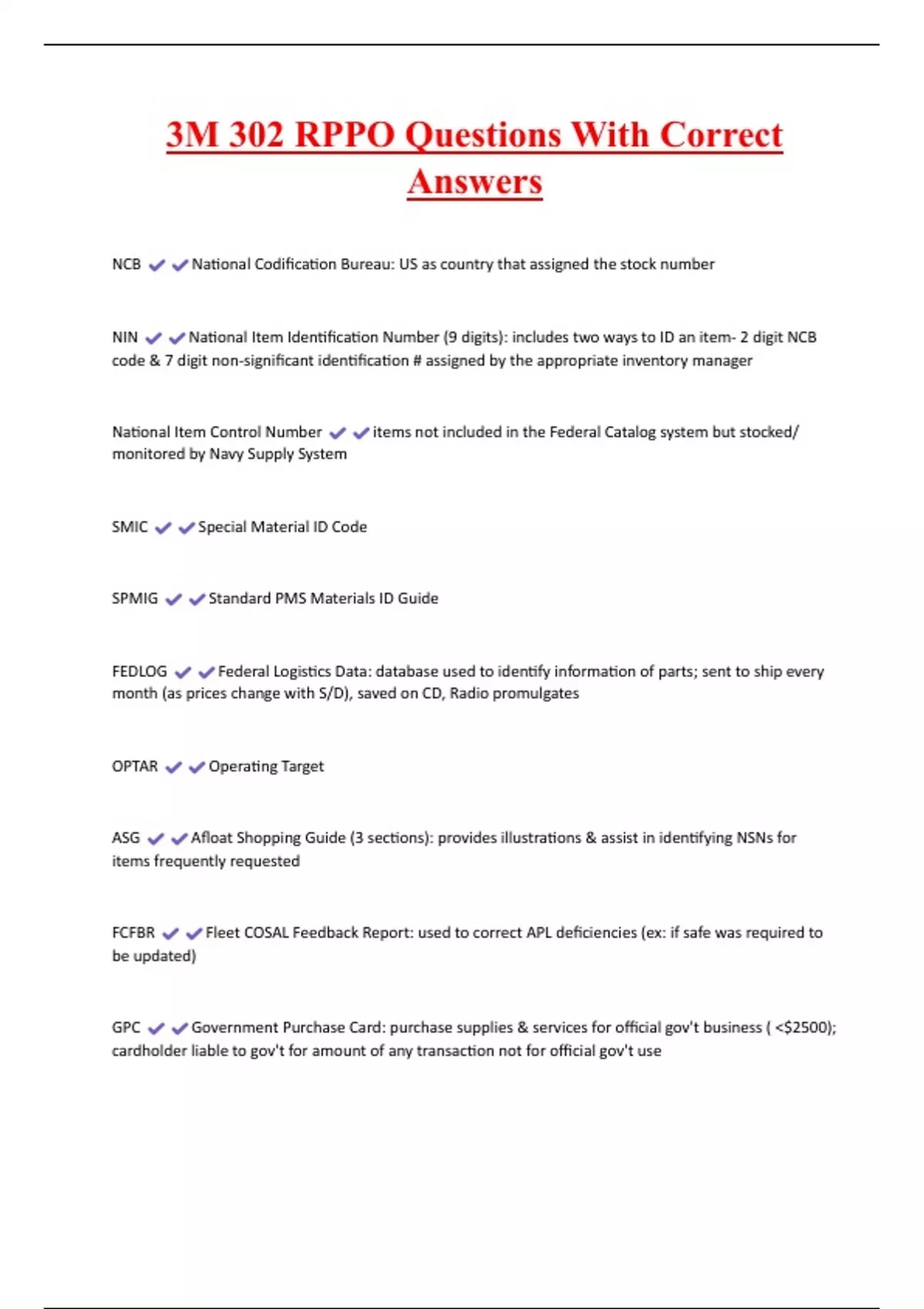 3M 302 RPPO Questions With Correct Answers - 3M 302 - Stuvia US