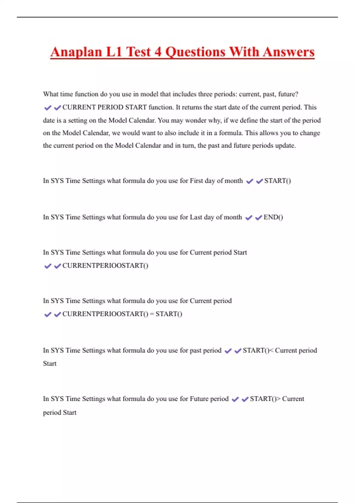 Anaplan L1 Test 4 Questions With Answers - Anaplan - Stuvia US