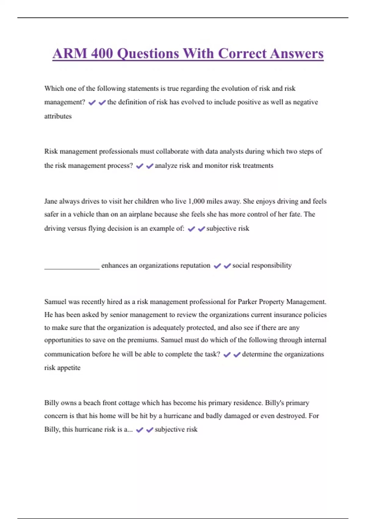 ARM 400 Questions With Correct Answers - ARM 400 - - Stuvia US