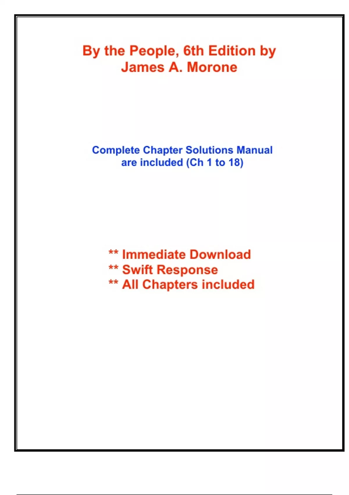 Instructor Manuals for By the People, 6th Edition by Morone (All ...