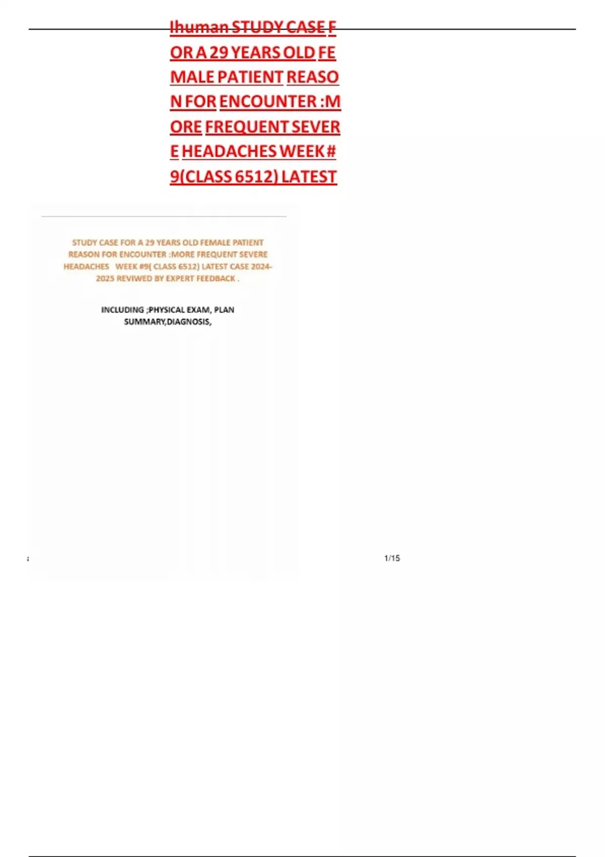 Ihuman study case for a 29 years old female patient reason for ...