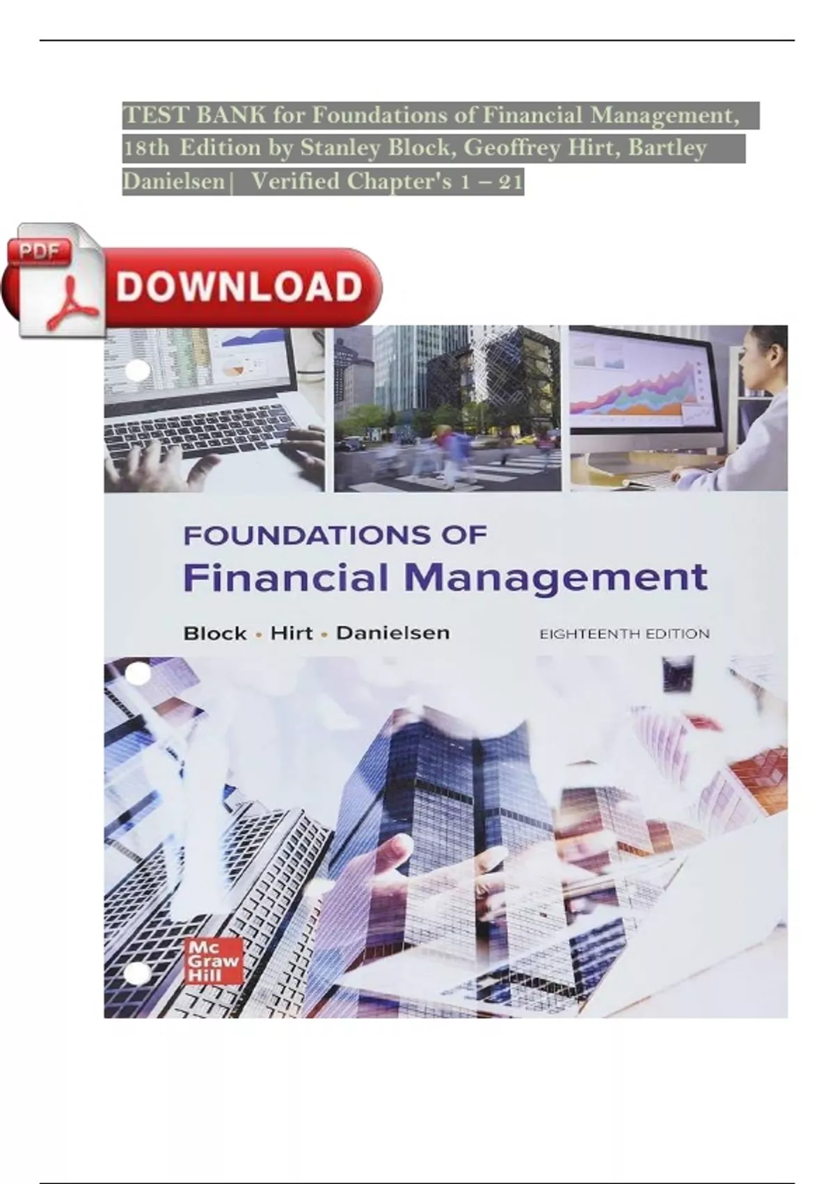 TEST BANK For Foundations of Financial Management, 18th Edition by ...