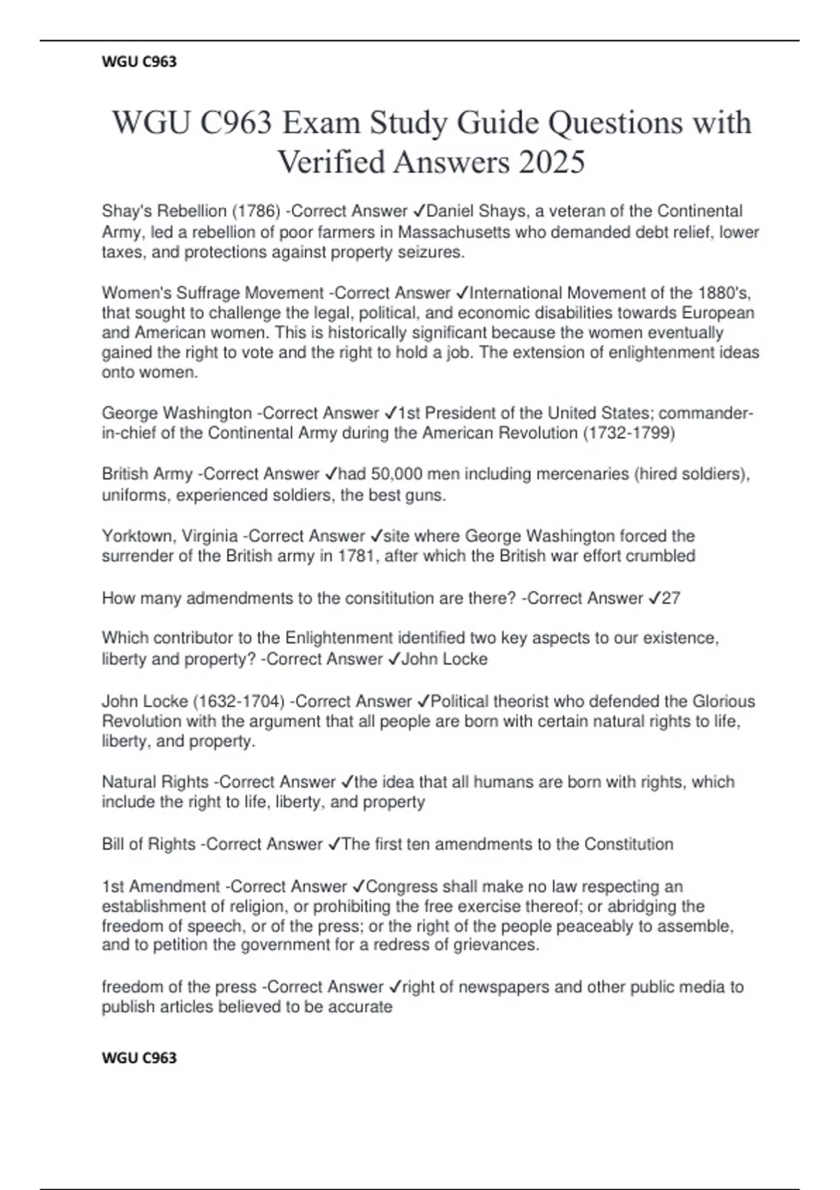 WGU C963 Exam Study Guide Questions with Verified Answers 2025 - WGU C963 - Stuvia US