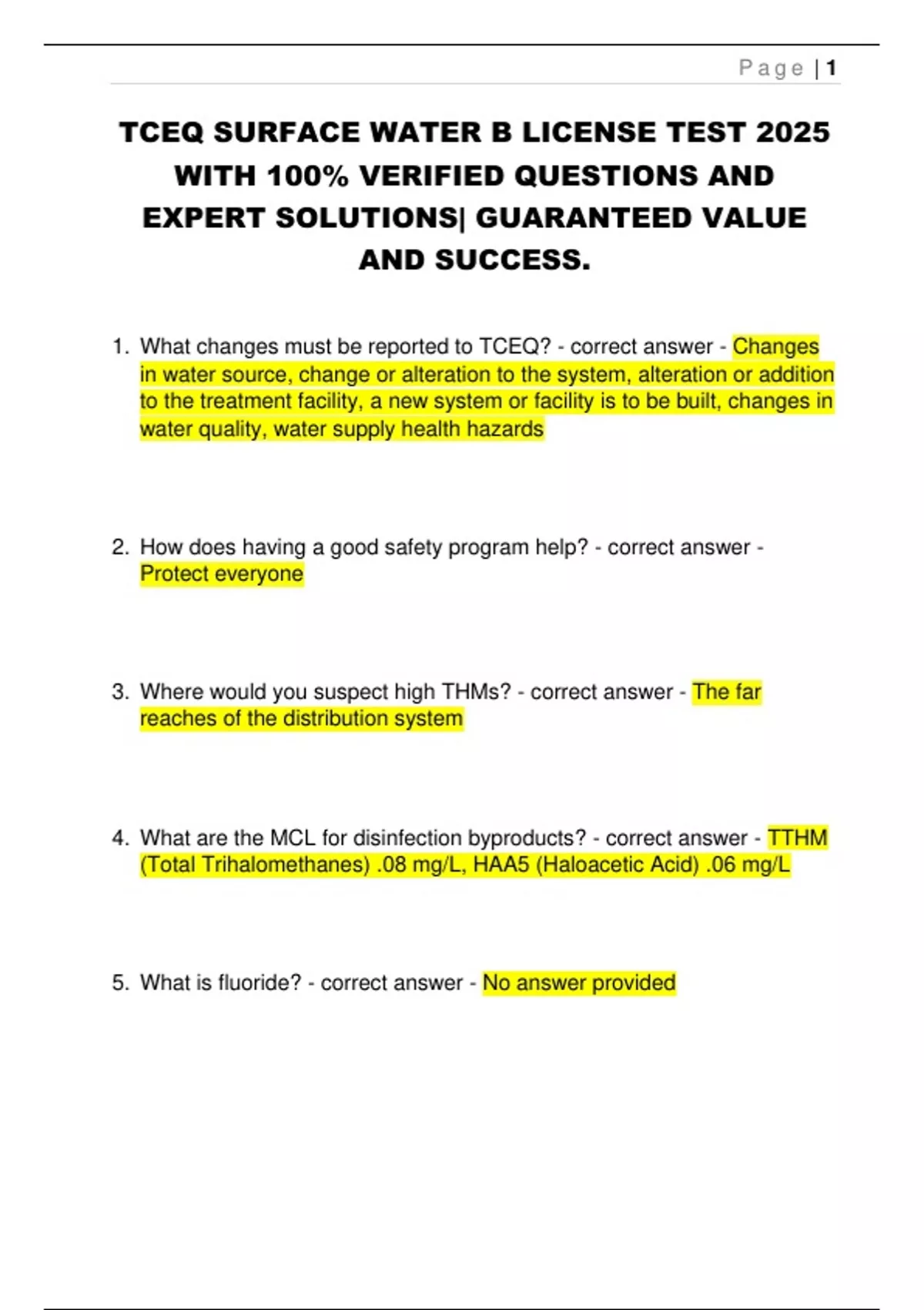 TCEQ SURFACE WATER B LICENSE TEST 2025 WITH 100% VERIFIED QUESTIONS AND ...