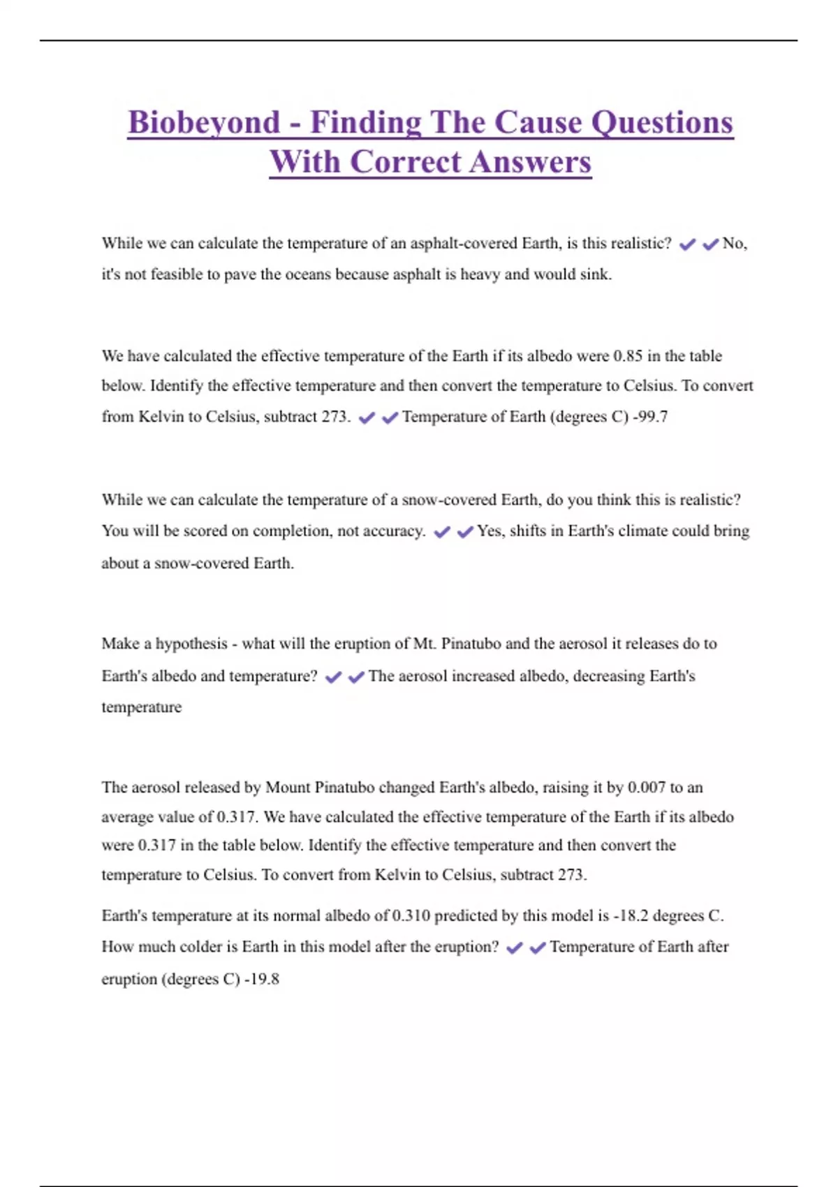 Biobeyond - Finding The Cause Questions With Correct Answers ...