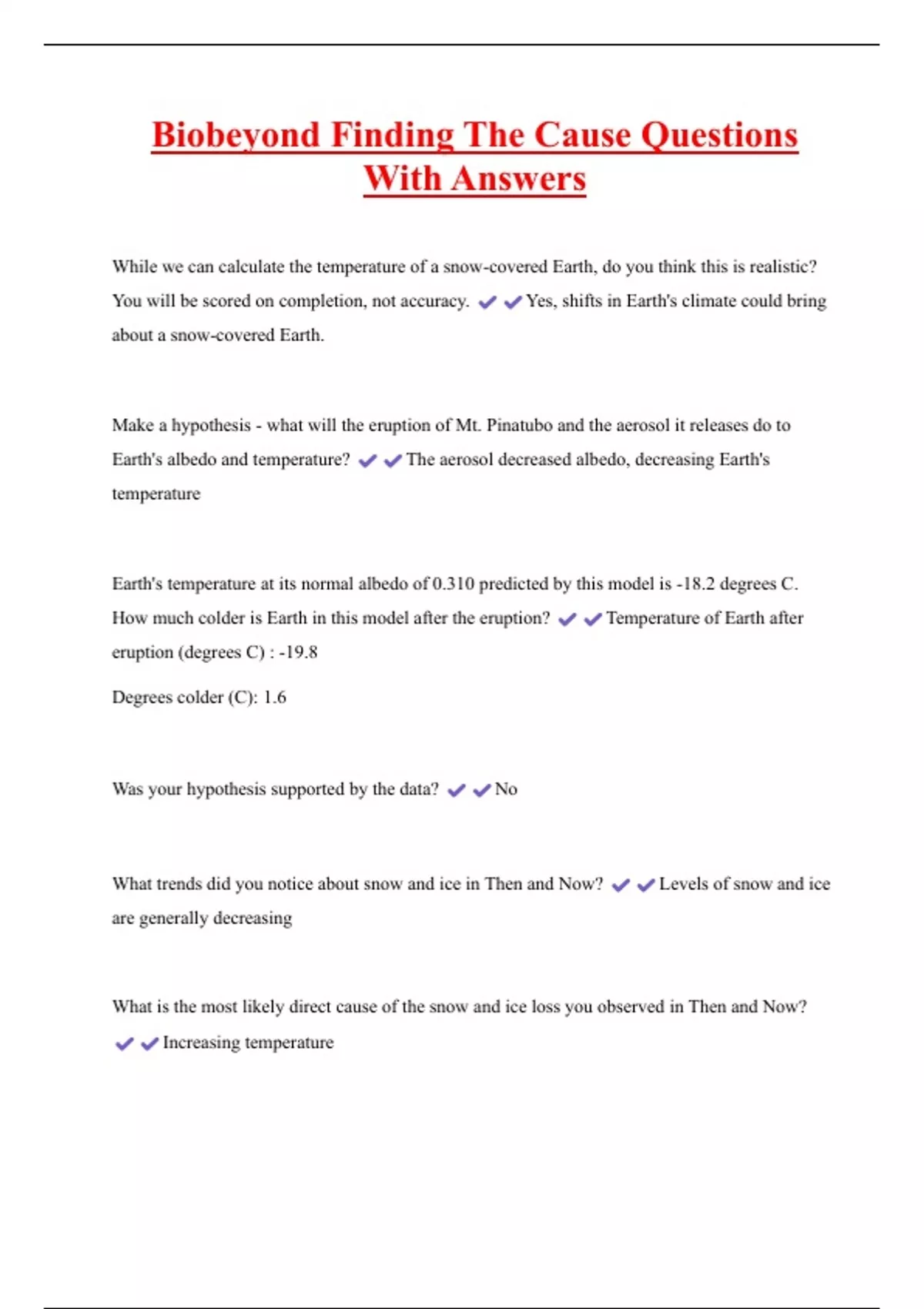 Biobeyond Finding The Cause Questions With Answers - Biobeyond - Stuvia US