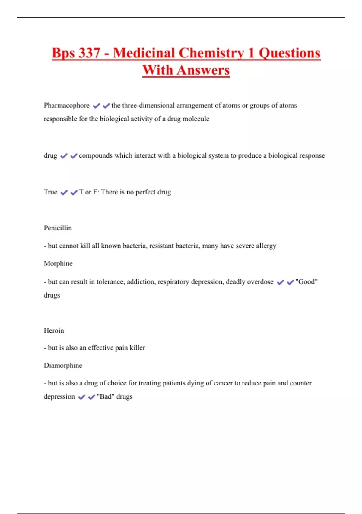Bps 337 - Medicinal Chemistry 1 Questions With Answers - Bps 337 ...