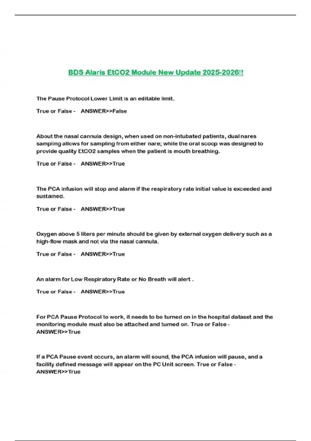 BDS Alaris EtCO2 Module New Update !! - BDS Alaris EtCO2 Module - Stuvia US
