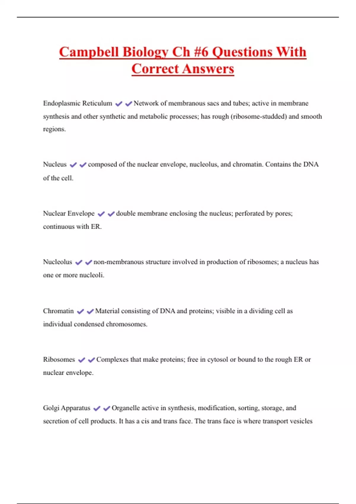 Campbell Biology Ch #6 Questions With Correct Answers - Campbell ...