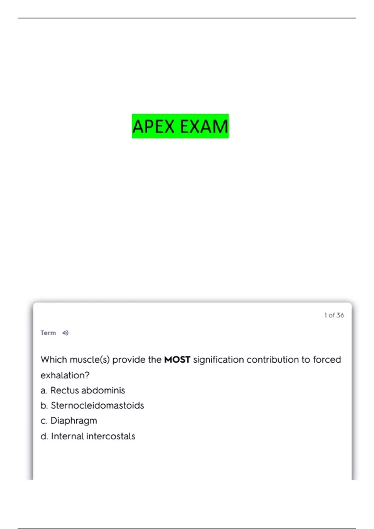 APEX EXAM 1 RESPIRATORY PHYSIOLOGY QUESTIONS WITH COMPLETE ANSWERS ...