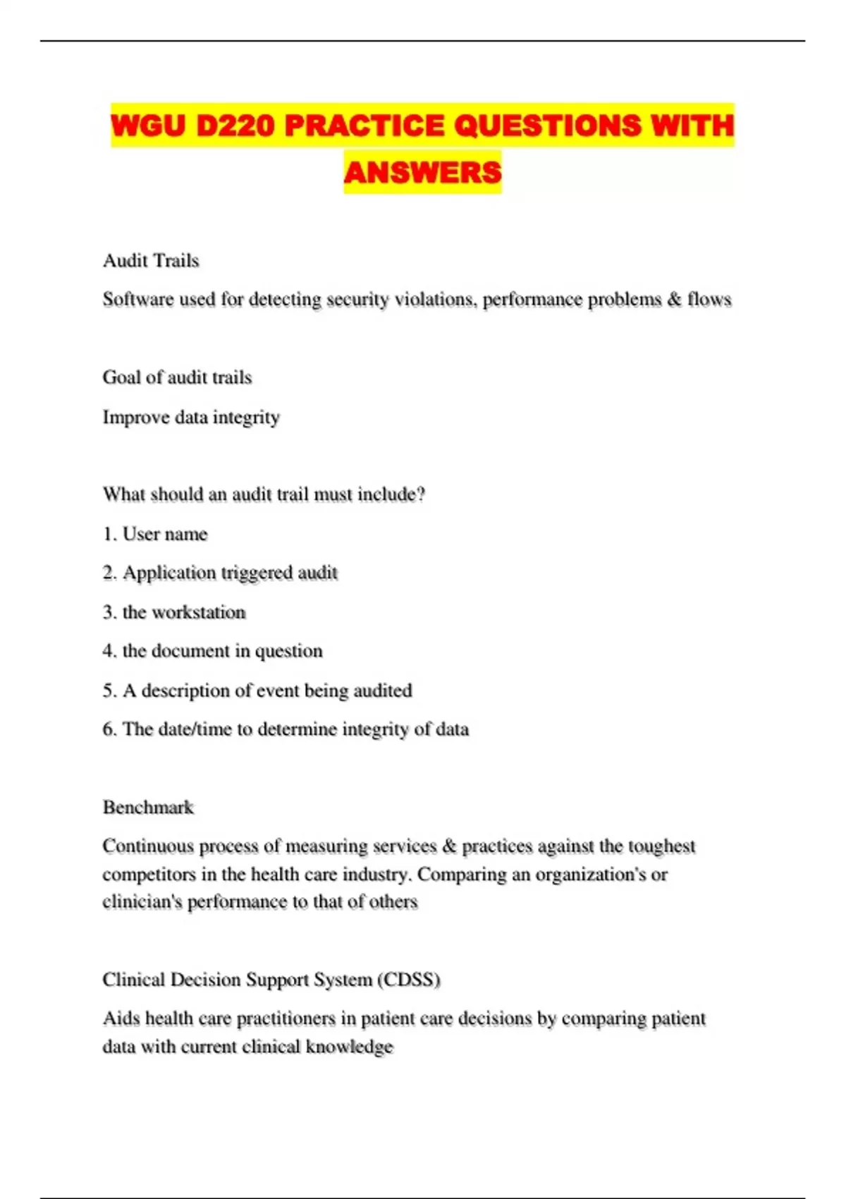 WGU D220 PRACTICE QUESTIONS WITH ANSWERS - WGU D220 - Stuvia US