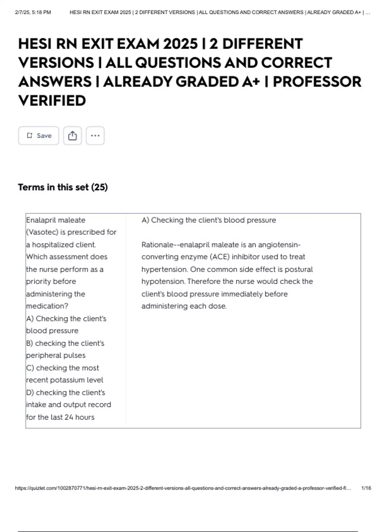 HESI RN EXIT EXAM 2025 | 2 DIFFERENT VERSIONS | ALL QUESTIONS AND ...