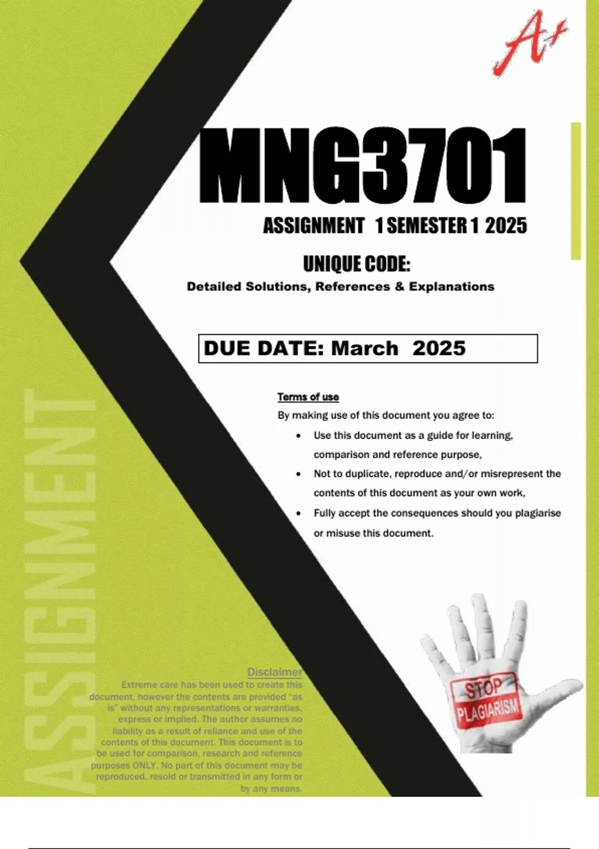 MNG3701 assignment 1 semester 1 2025 - Strategic Planning IIIA (MNG3701 ...