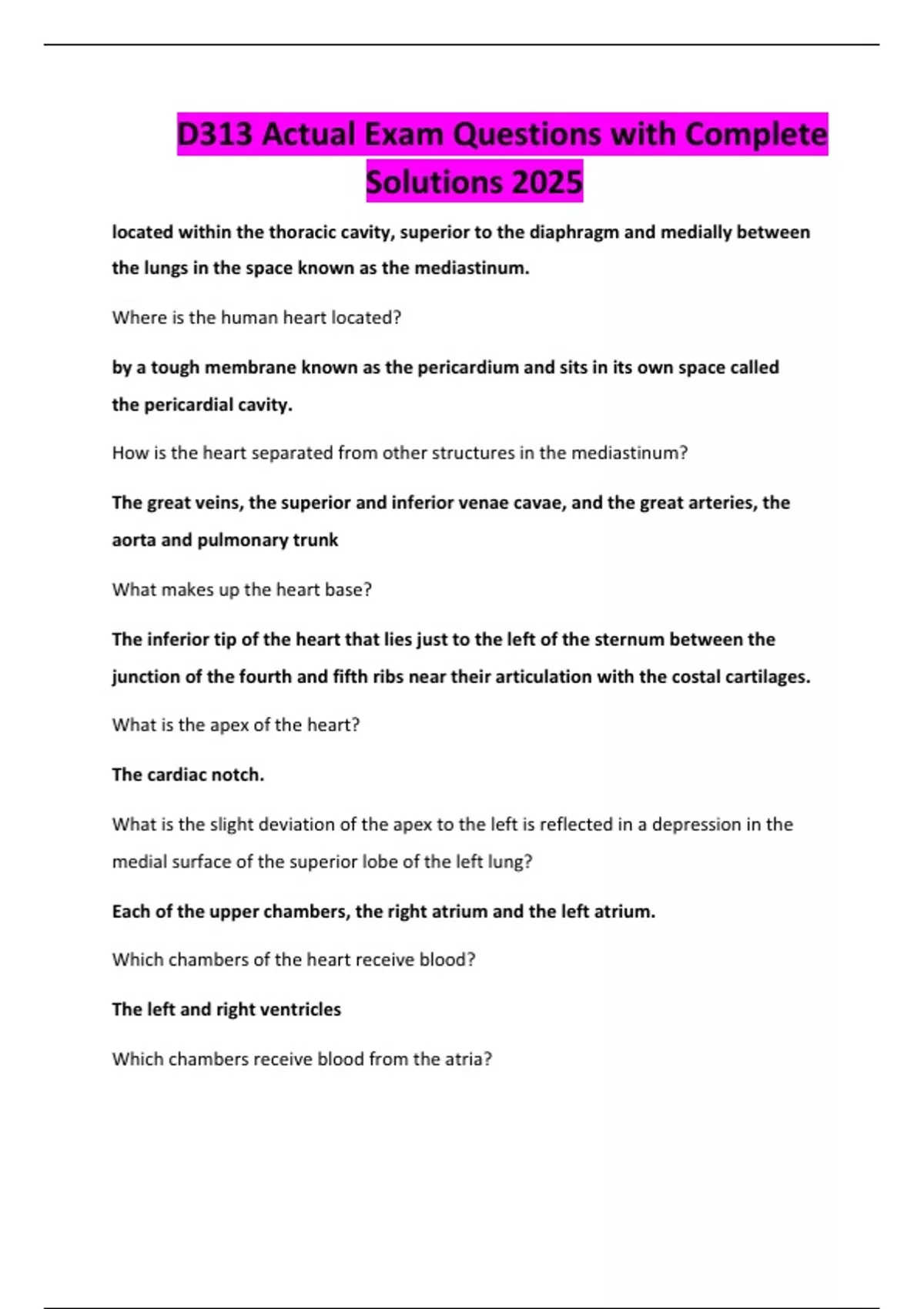 D313 Actual Exam Questions with Complete Solutions 2025 - D313 - Stuvia US