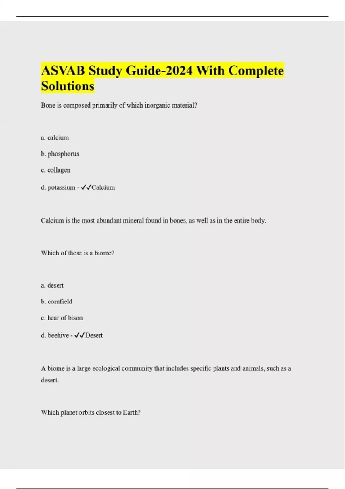 ASVAB Study Guide-2024 With Complete Solutions - ASVAB Study Gui ...