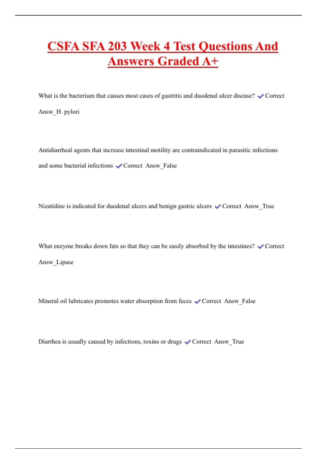 CSFA SFA 203 Week 4 Test Questions And Answers Graded A+ - CSFA ...