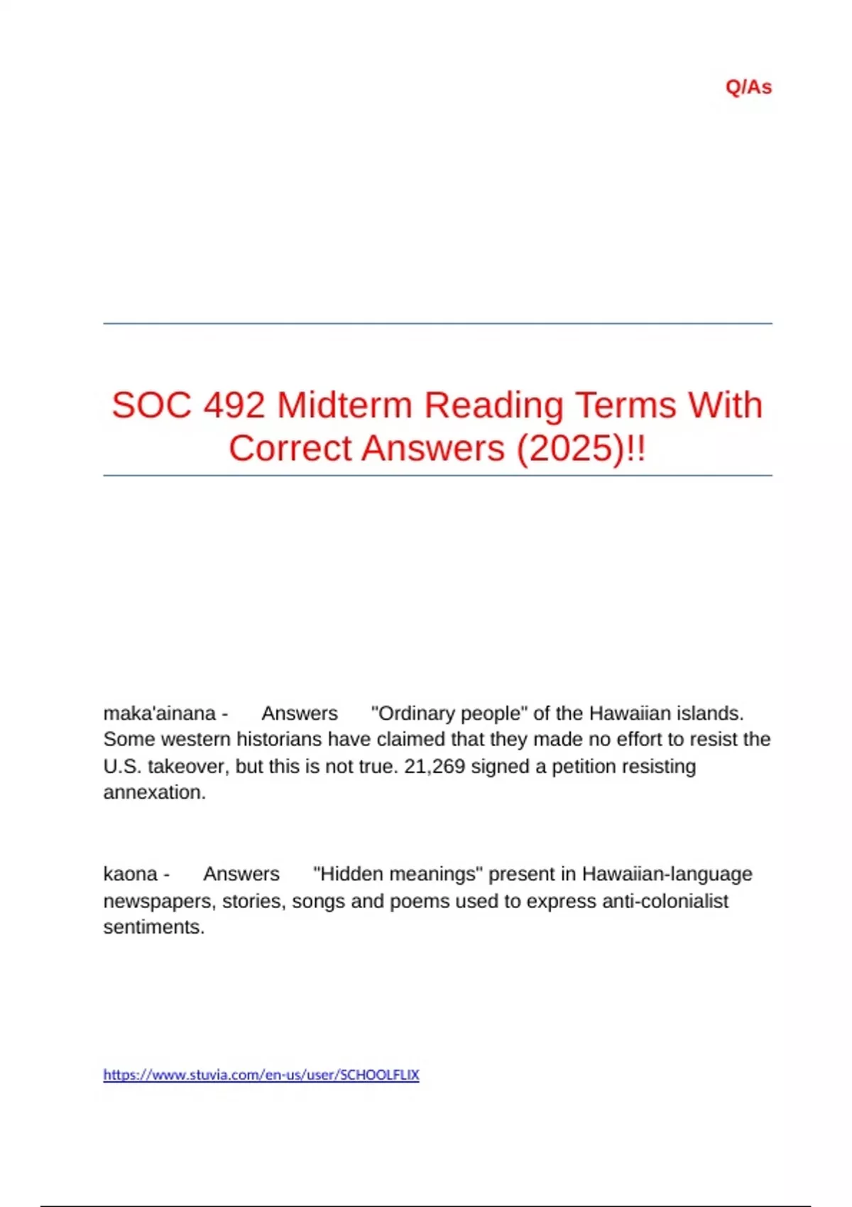 SOC 492 Midterm Reading Terms With Correct Answers (2025)!! - SOC 492 ...