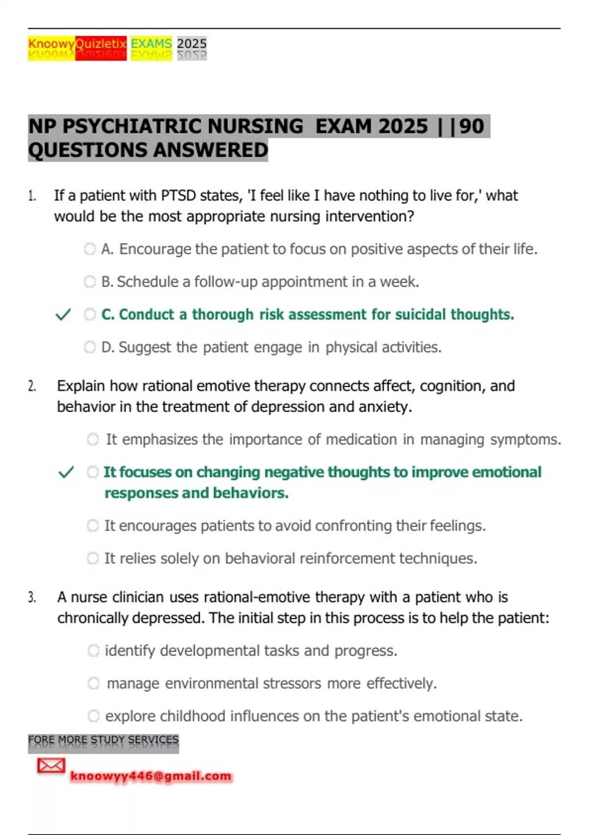 "NP Psychiatric Nursing Exam 2025: 90 Questions Answered with Expert ...