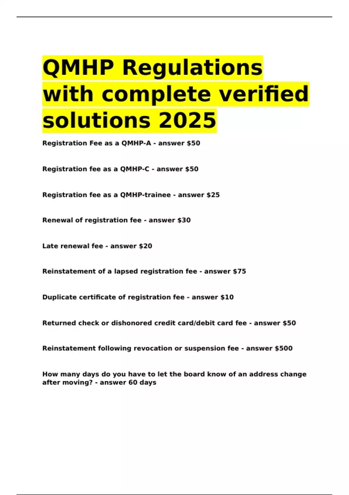 QMHP Regulations with complete verified solutions 2025. - QMHP - Stuvia US