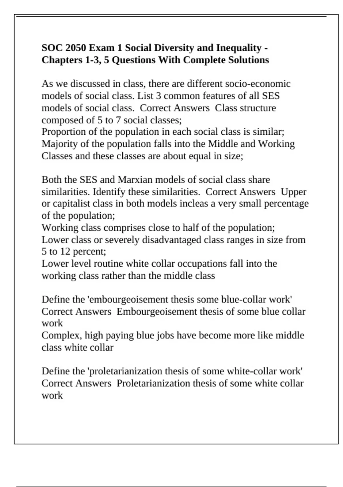 SOC 2050 Exam 1 Social Diversity and Inequality - Chapters 1-3, 5 ...