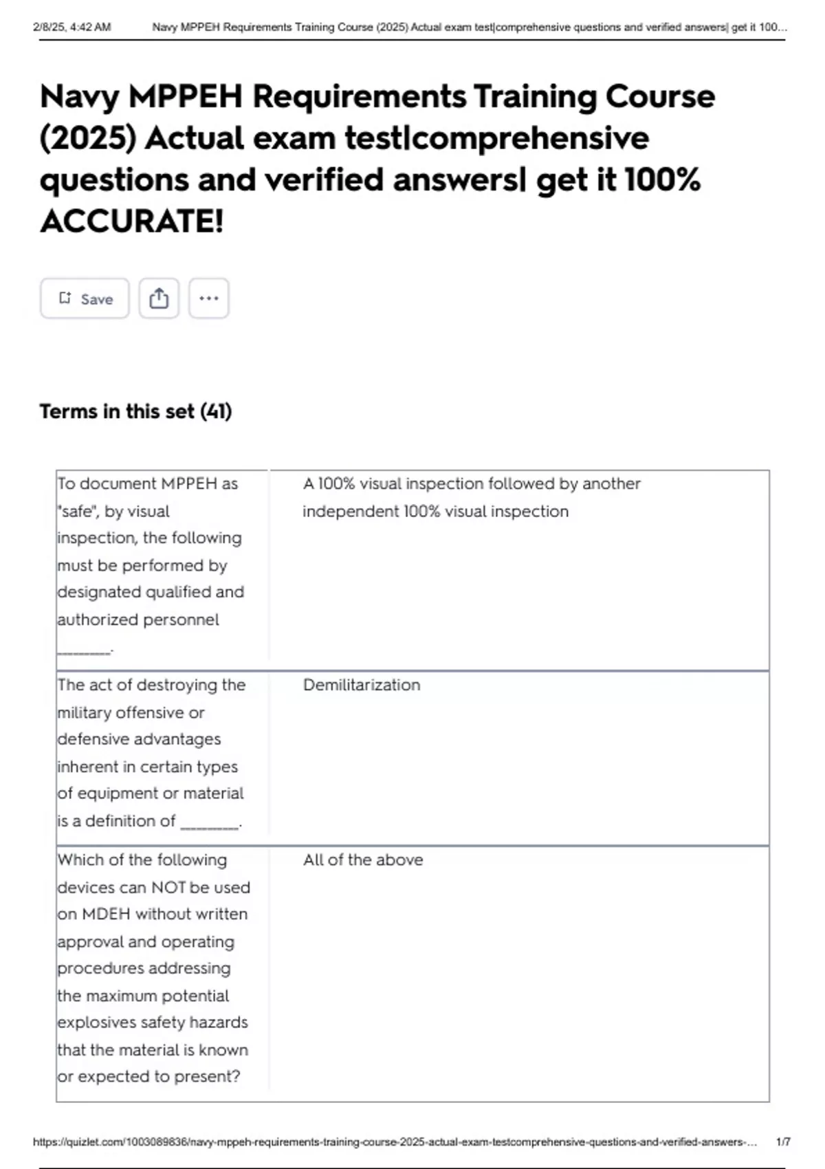 Navy MPPEH Requirements Training Course (2025) Actual exam test ...