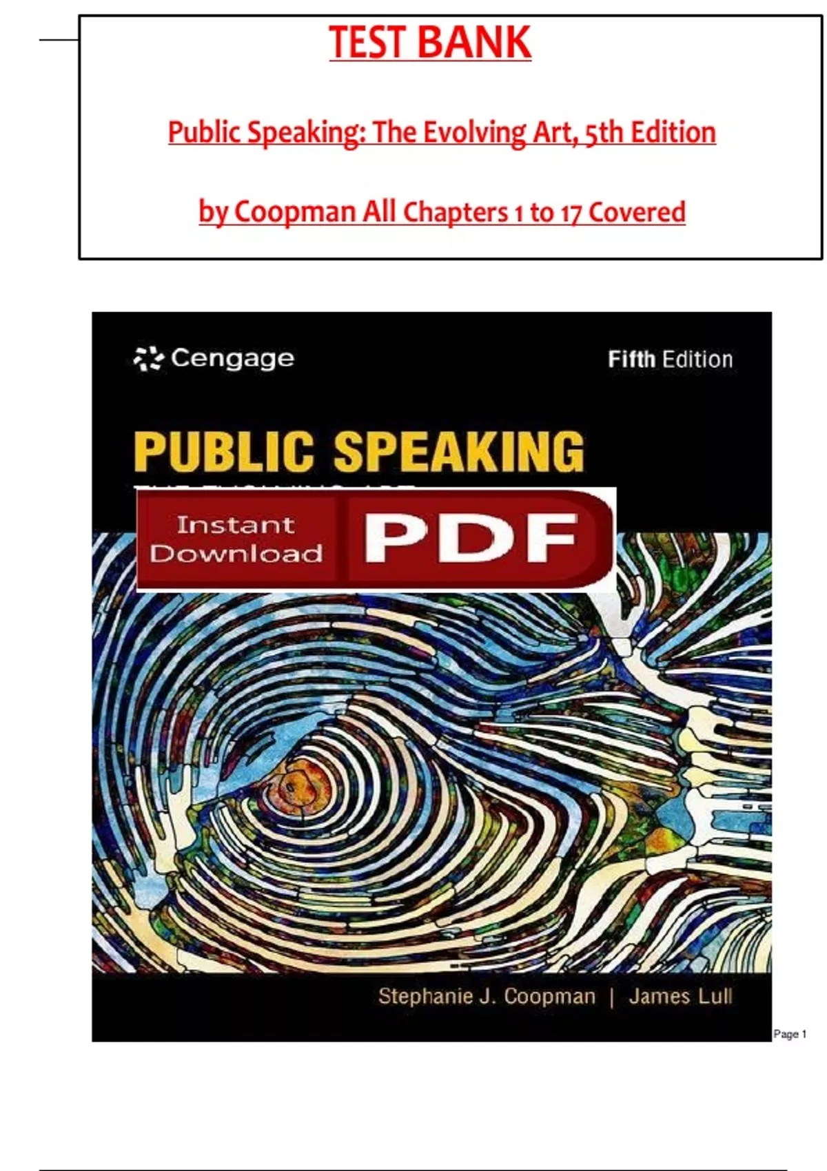 Test Bank for Public Speaking: The Evolving Art, 5th Edition by Coopman ...