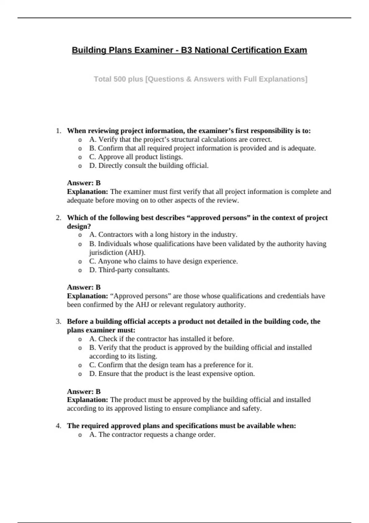 Building Plans Examiner - B3 National Certification Exam - Computers ...