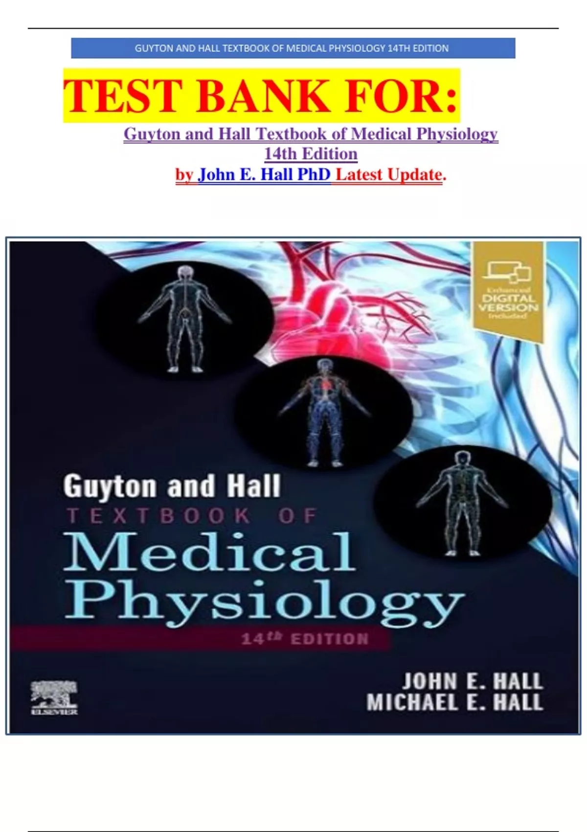 TEST BANK FOR: Guyton and Hall Textbook of Medical Physiology 14th ...